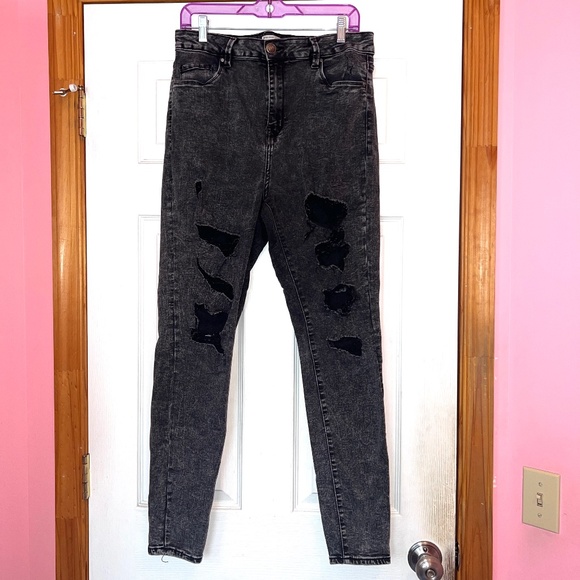 refuge | Jeans | Refuge High Waisted Acid Washed Distressed Black ...